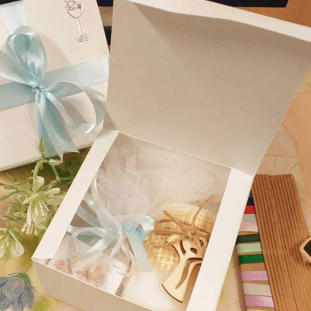 Bianche quadrate basse scatole bomboniere cartoncino stile-fibra ...