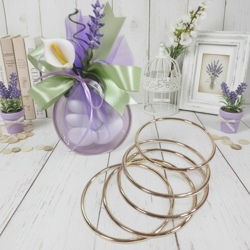 Cerchio 8 cm portaconfetti anello dorato metallo fai te bomboniere – hobbyshopbomboniere