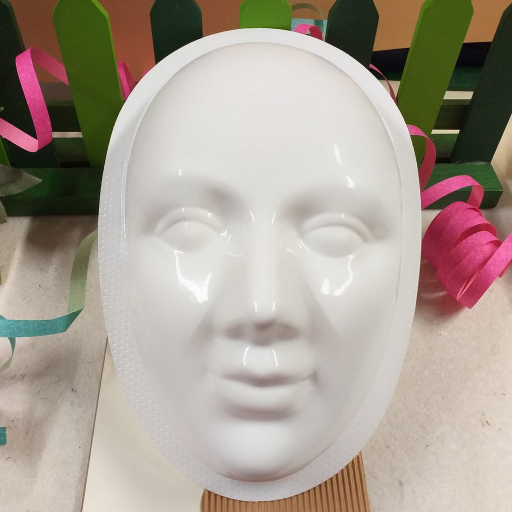 Maschera plastica bianca pvc donna Carnevale da decorare o colorare ...