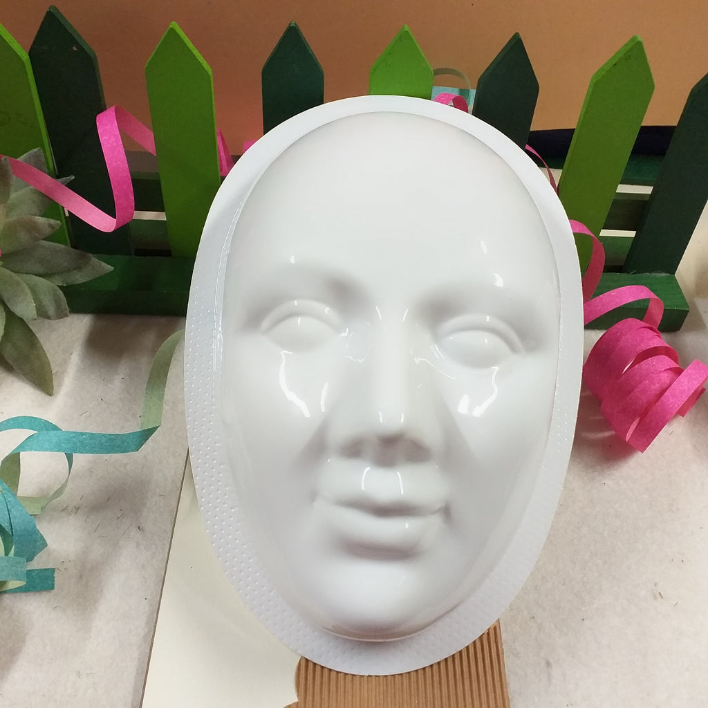 Maschera plastica bianca pvc donna Carnevale da decorare o colorare ...