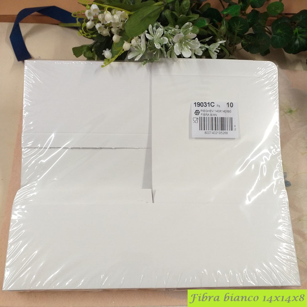 Bianche quadrate basse scatole bomboniere cartoncino stile-fibra ...