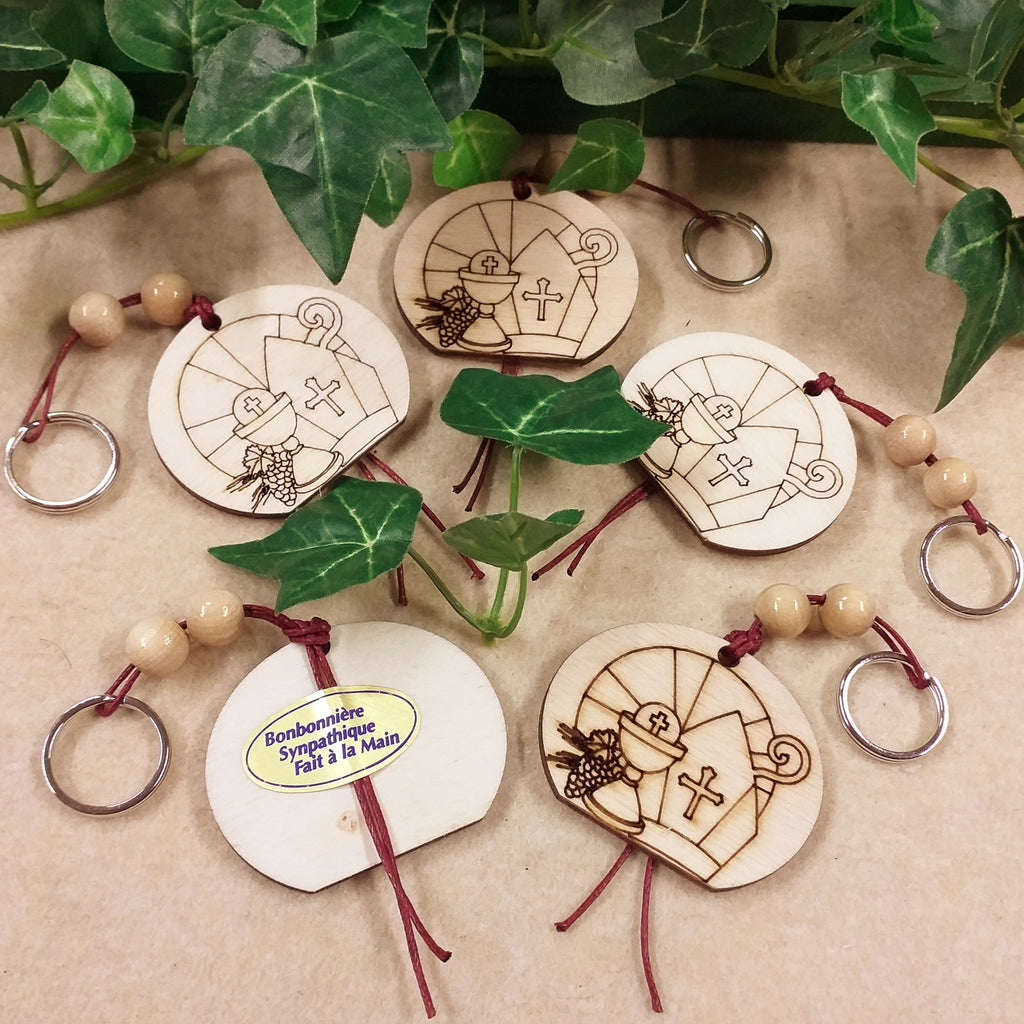 Simboli Comunione Cresima insieme segnaposto con portachiavi legno ...
